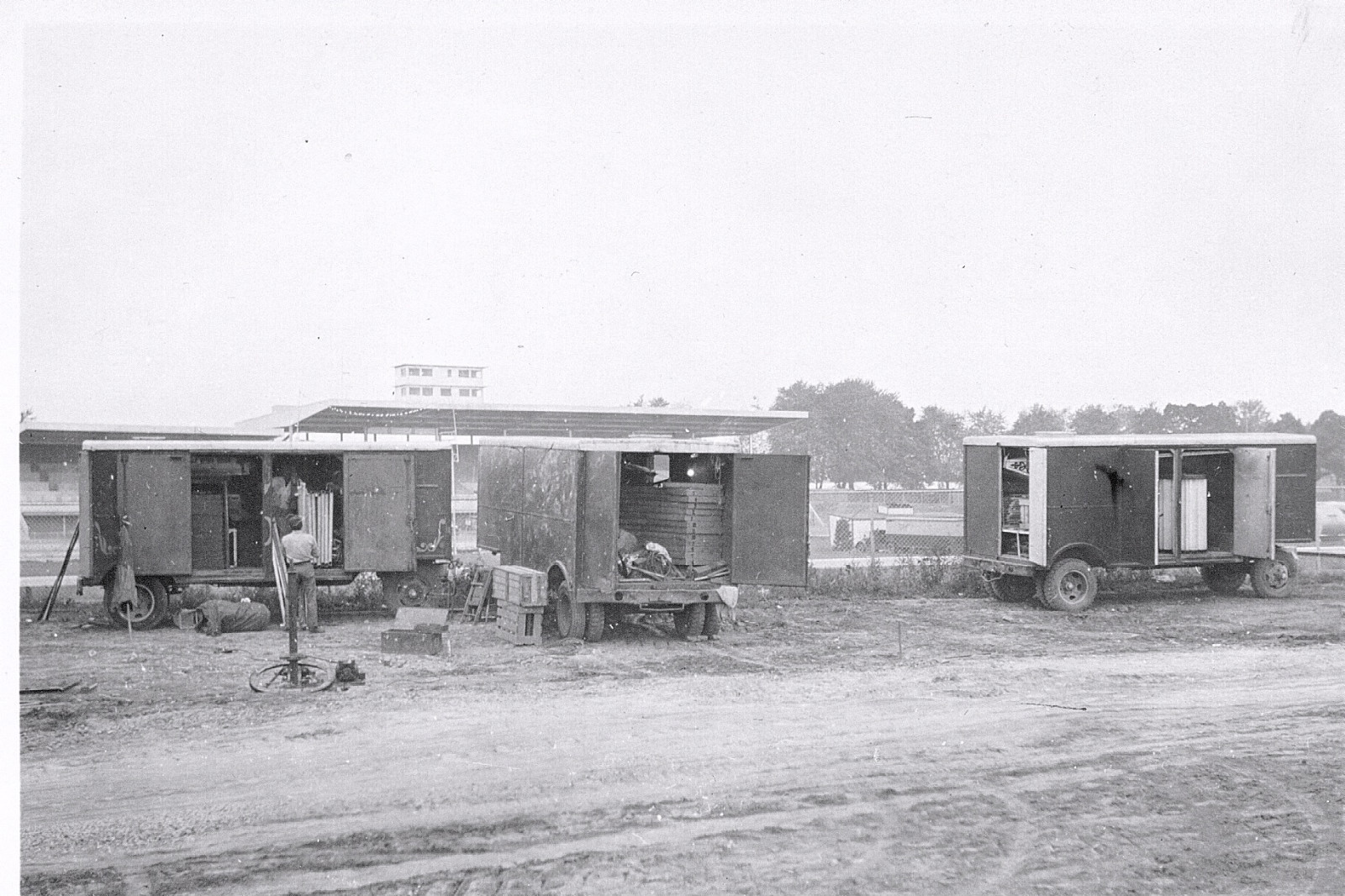 West's World Wonder Shows setting up the Merry Go Round ..early 1930's ...